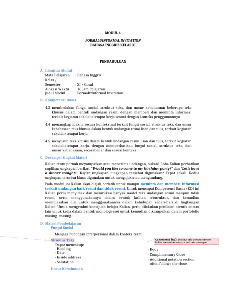 Modul Ajar 4 FORMAL&INFORMAL INVITATION | PDF