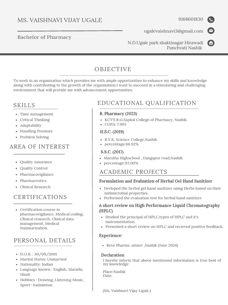 Vaishnavi Ugale cv1 | PDF