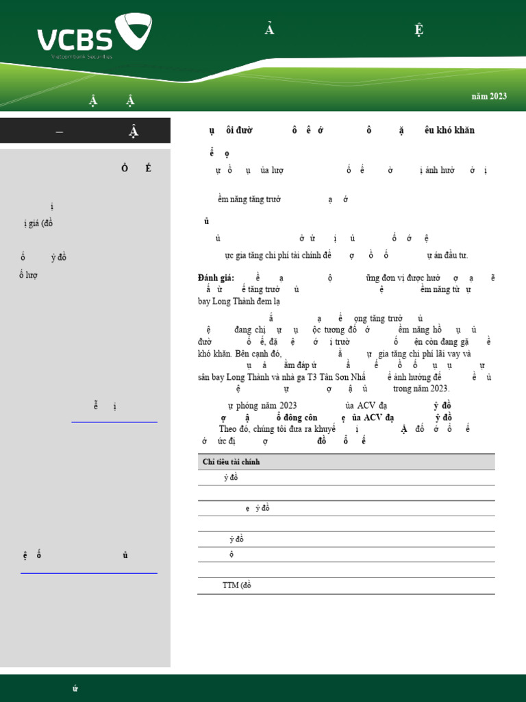 Tct Cảng Hàng Không Việt Nam Upcom: Acv: Báo Cáo Cập Nhật | PDF