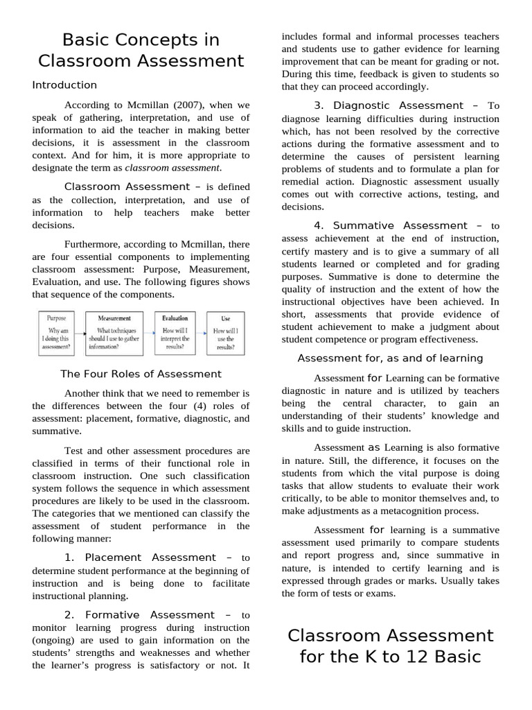 Lecture 01 - Basic Concepts in Classroom Assessment - Educ 301 | PDF