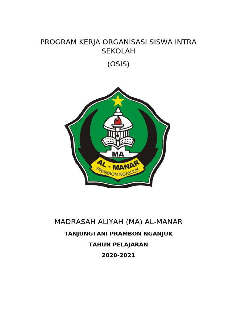Program Kerja Osis Ma Al Manar 2020 | PDF