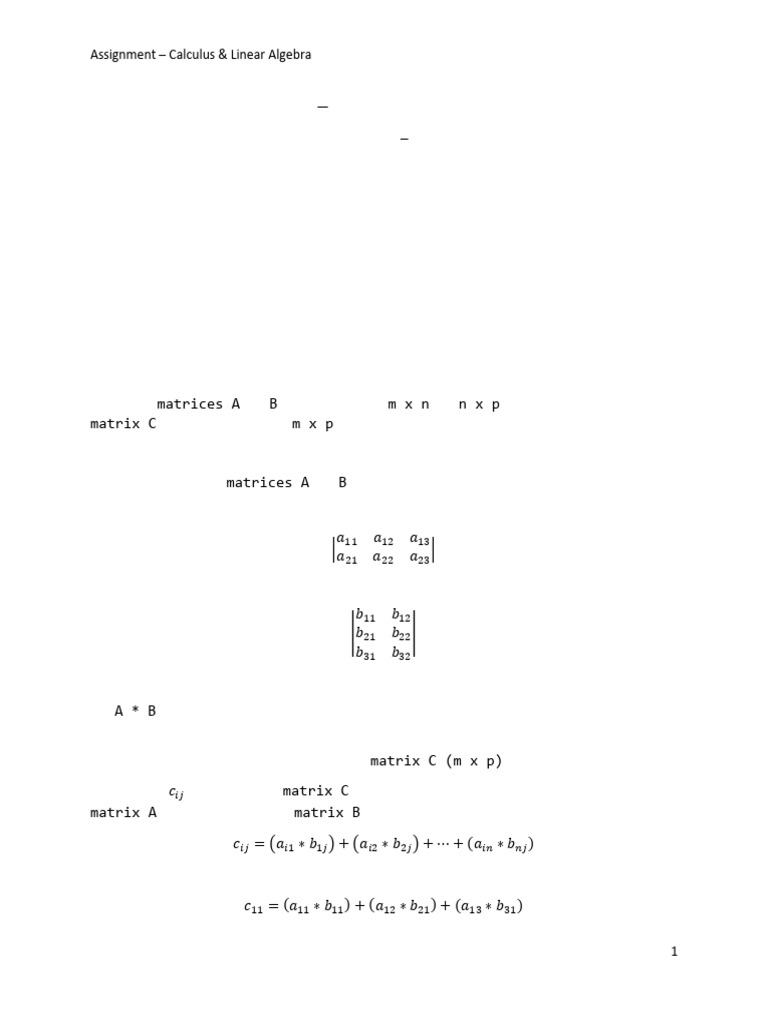 Assignment - Calculus and Linear Algebra | PDF