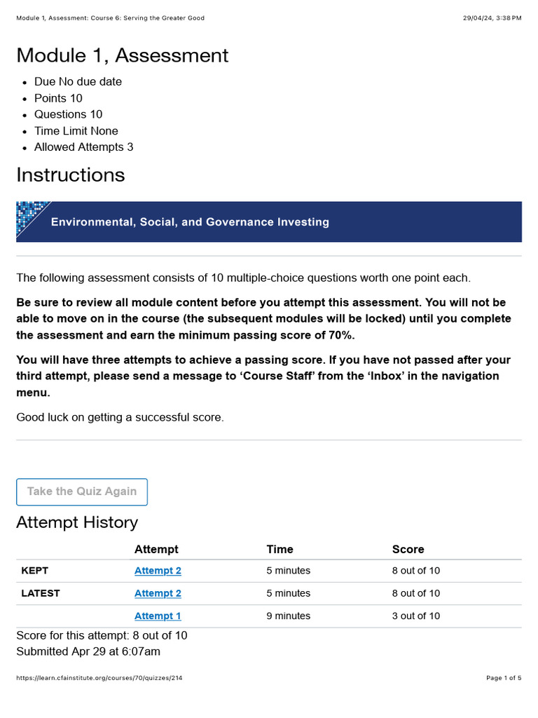 Module 1, Assessment: Course 6: Serving The Greater Good | PDF ...