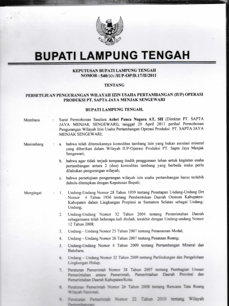 IUP OP 2 Sapta Jaya Menjak 2011 | PDF