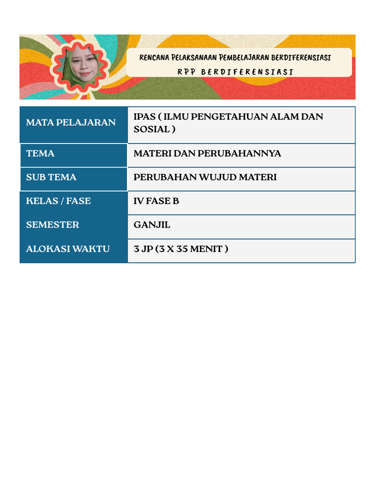 RPP Berdiferensiasi IPAS Kelas 4 - Compressed | PDF