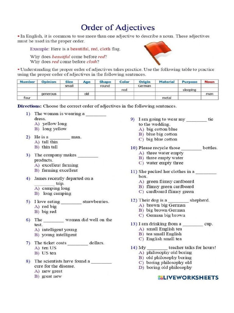 Adjectives Worksheet | PDF