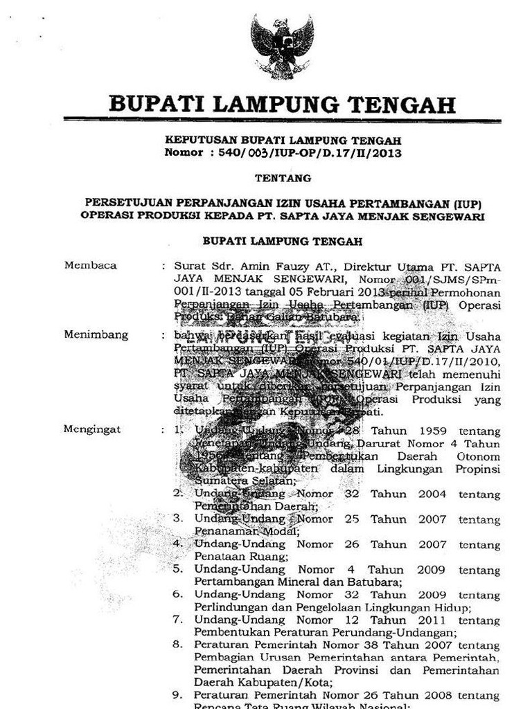 IUP OP 3 Sapta Jaya Menjak 2013 | PDF