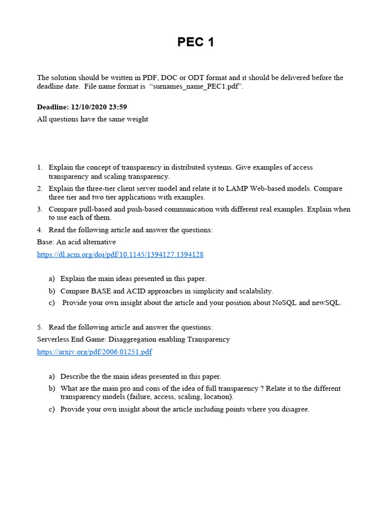 Enunciado PEC1 - SSDD | PDF