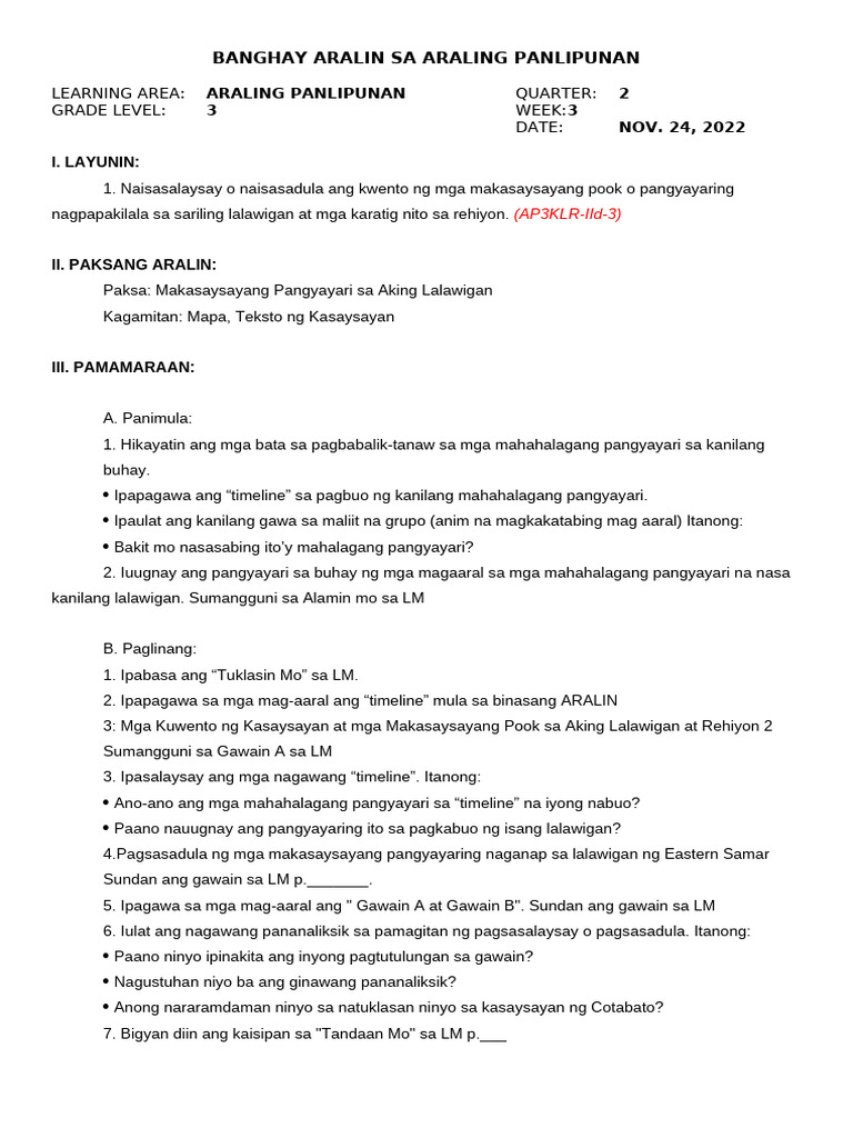 Lesson Plan in Ap 3 - Q2-W3 | PDF