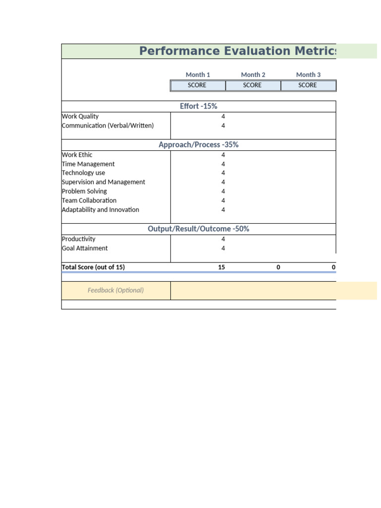Performance Evaluation Metrics For Interns | PDF