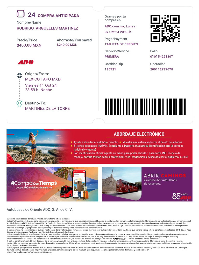 Tu Boleto ADO | PDF