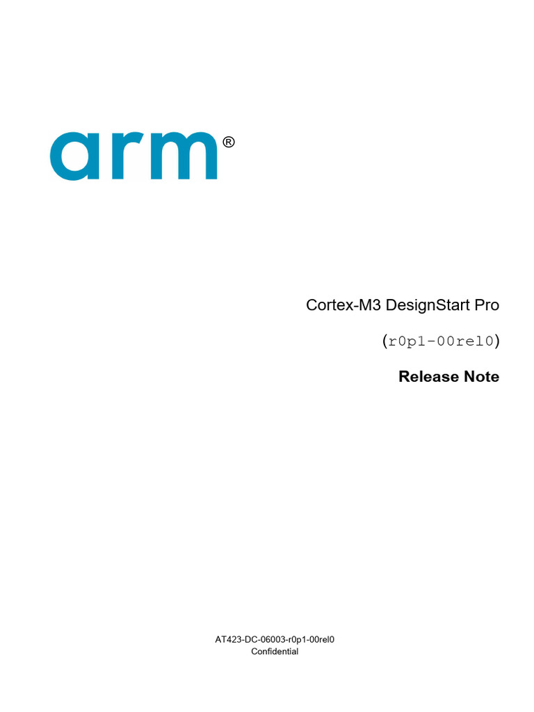 Arm Cortex-M3 DesignStart Pro R0p1-00rel0 Release Note | PDF