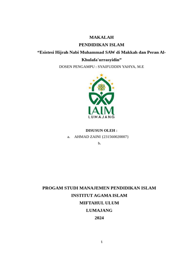 Makalah Pak Yahya 2 | PDF