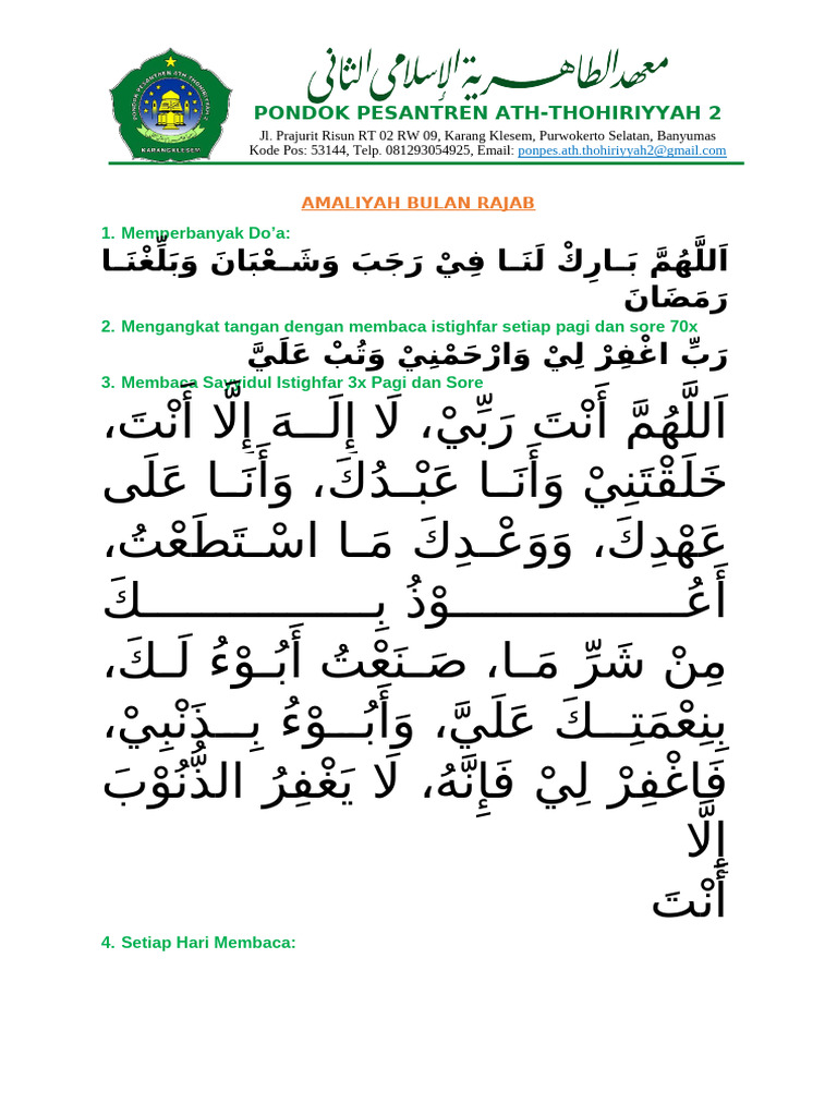 Amaliyah Bulan Rajab | PDF