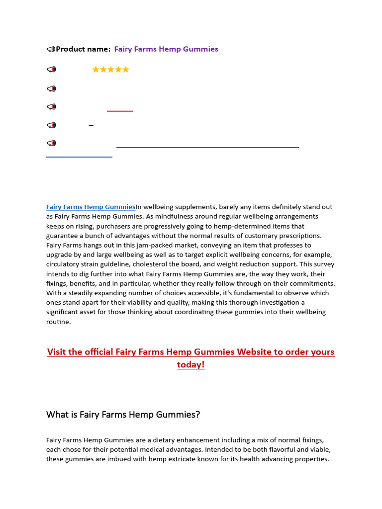 Fairy Farms Hemp Gummies | PDF