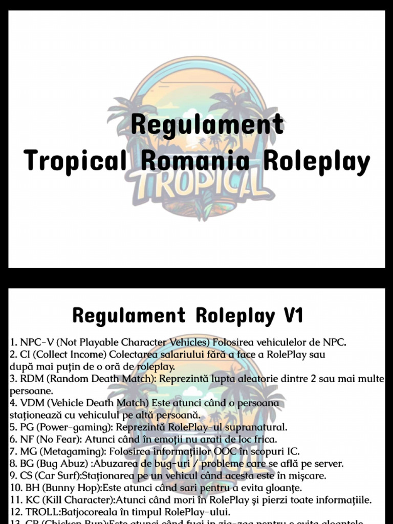 Regulament Tropical Romania Roleplay | PDF