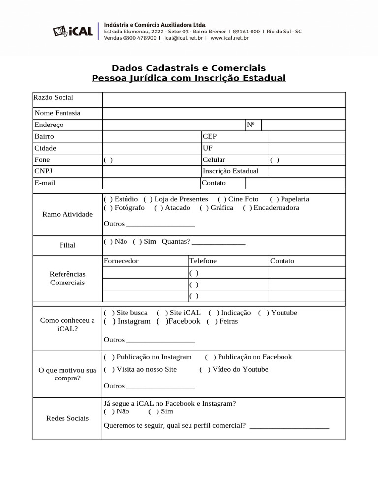Ficha Cadastral Pj | PDF
