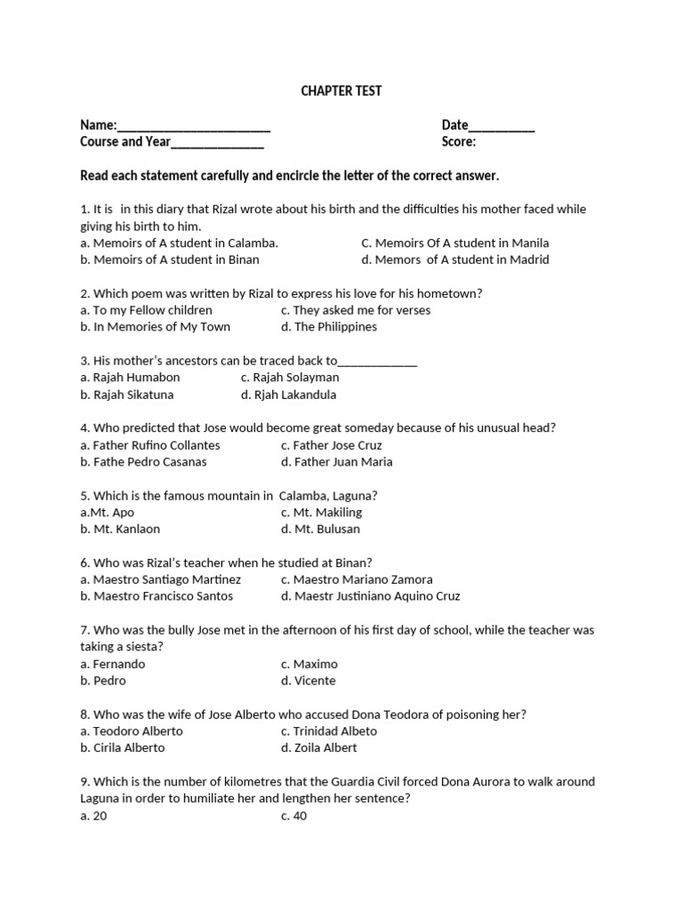Chapter 3 Test | PDF