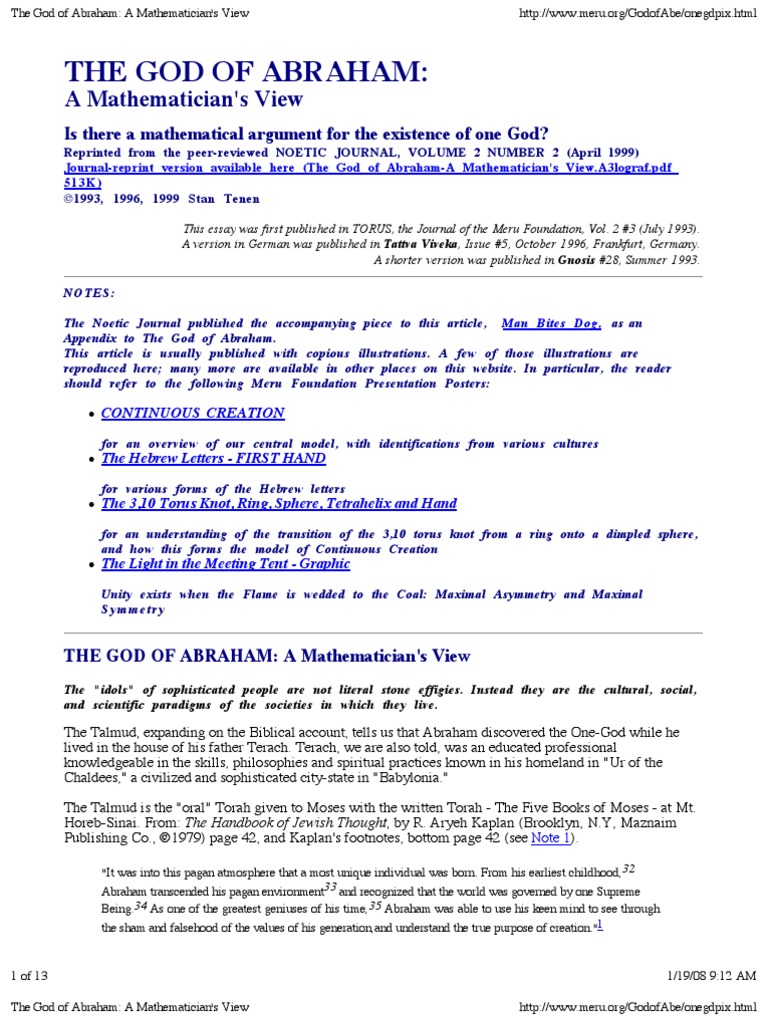 The God of Abraham - A Mathematician's View | PDF | Idolatry | Teaching ...