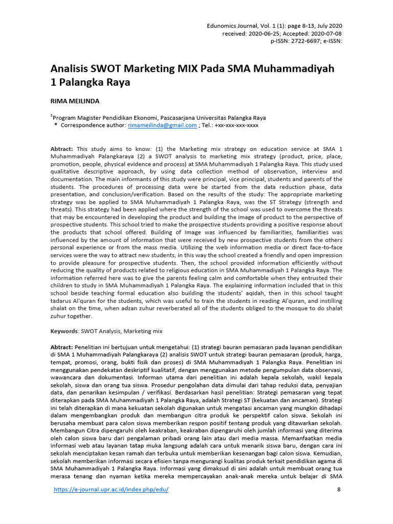 Edunomics, JURNAL RIMA | PDF