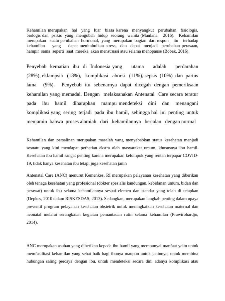 Kehamilan Merupakan Hal Yang Luar Biasa Karena Menyangkut Perubahan Fisiologis | PDF