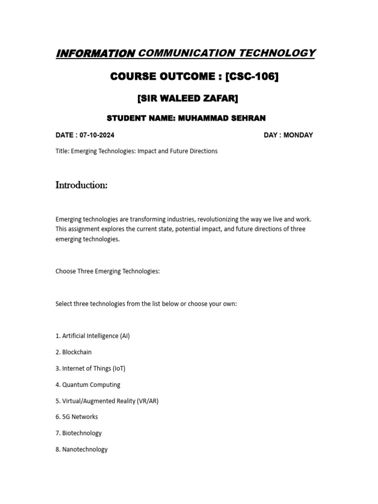 Information Communication Technology: Course Outcome: (Csc-106) | PDF
