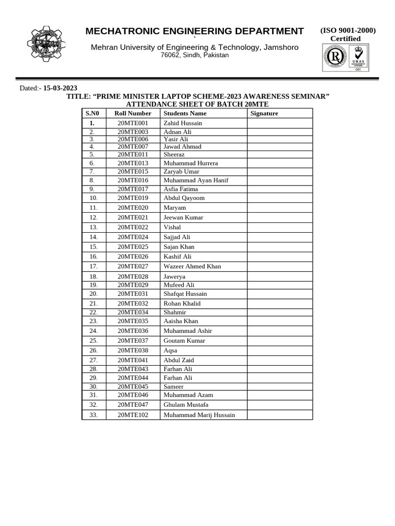 Signature Sheet-20Batch | PDF