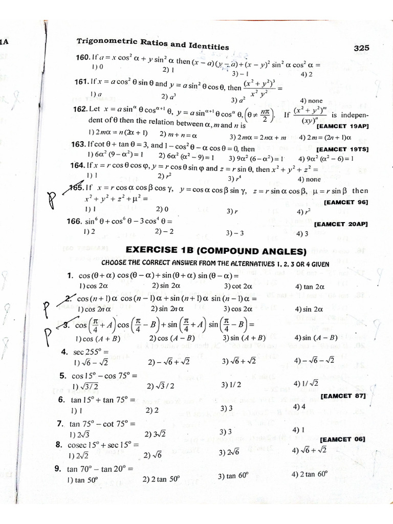 Compound Angles and Multiples and Submultiples | PDF