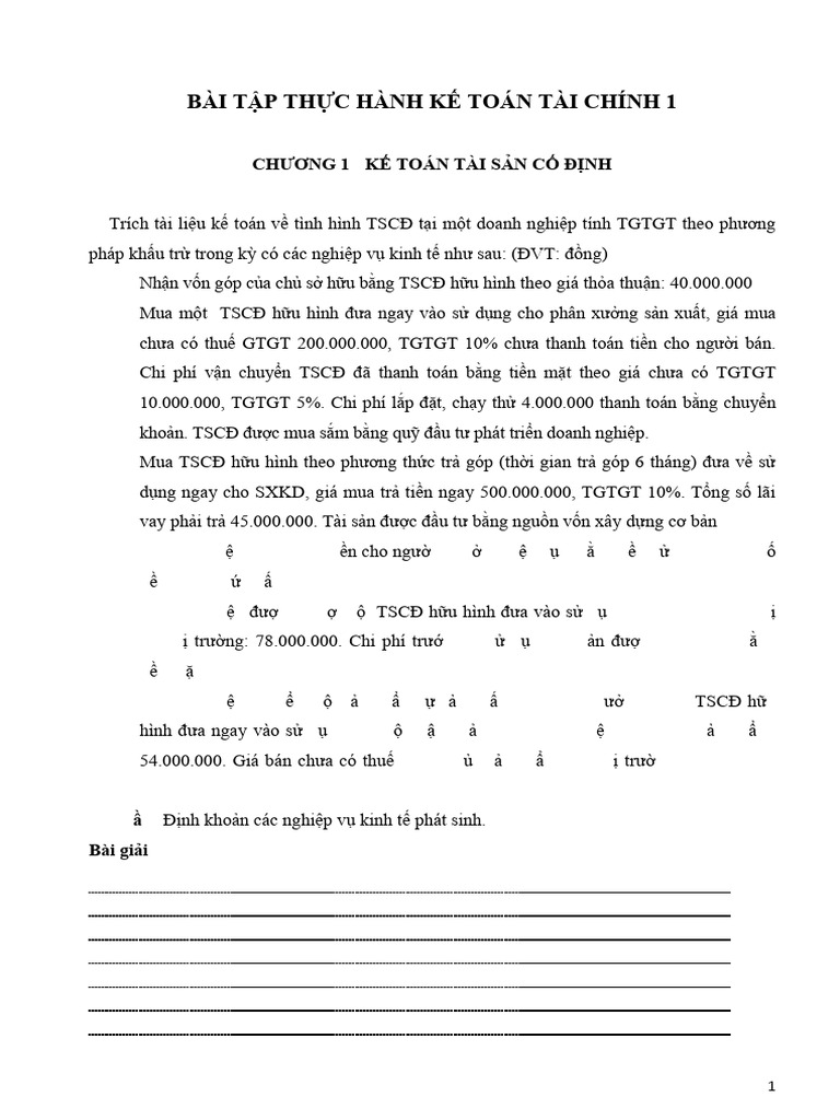 Bai Tap Thuc Hanh Kttc1 | PDF