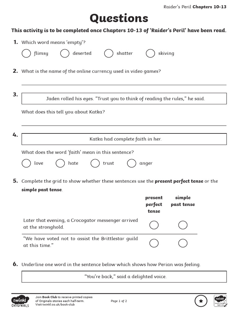 Raider's Peril Chapters 10-13 Questions and Answers | PDF