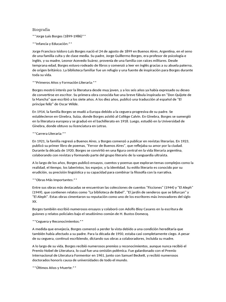 Biografía de jose luis borges | PDF Biografía de jose luis borges | PDF