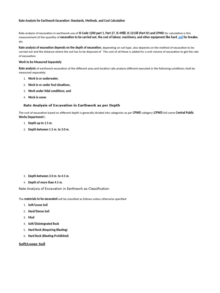 Excavation Calculation | PDF