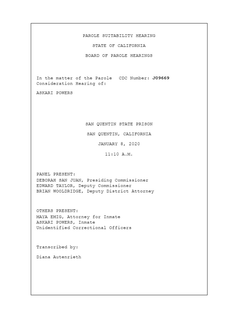 POWERS Parole Board Hearing | PDF