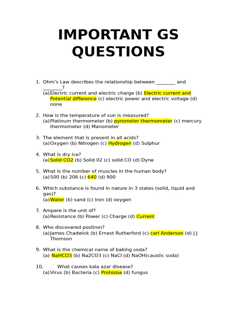 Important GS Questions Oct 2024-1 | PDF