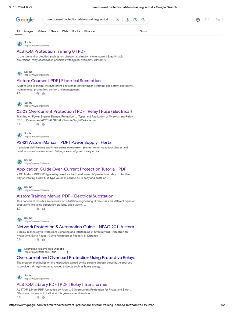 Overcurrent Protection Alstom Training Scribd - Google Search | PDF