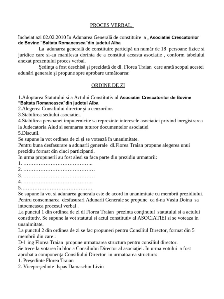 PROCES VERBAL ASOC. Bovine | PDF