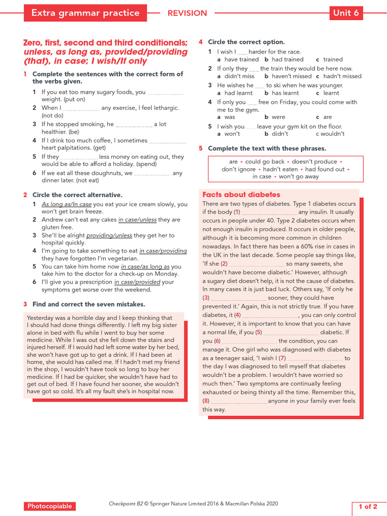 Checkpoint B2 TRC Extra Grammar Practice Revision U6 | PDF