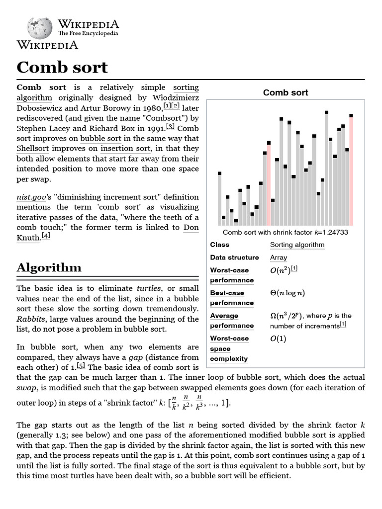 Algoritma Pengurutan Comb Sort | PDF