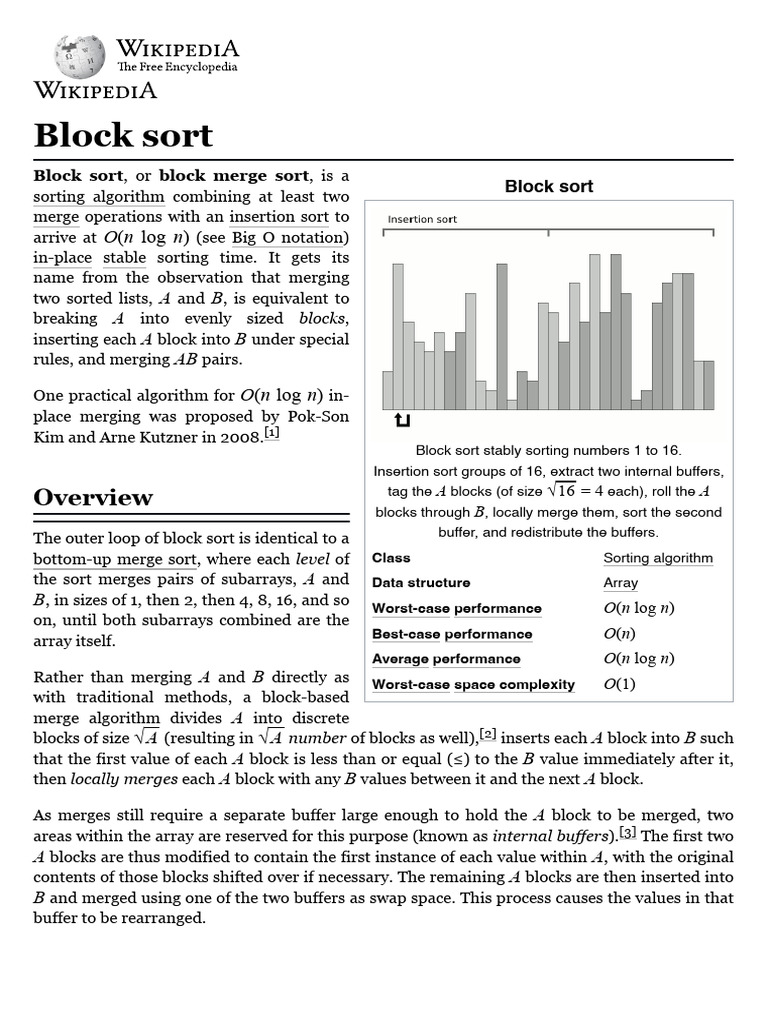 Algoritma Pengurutan Block Sort | PDF