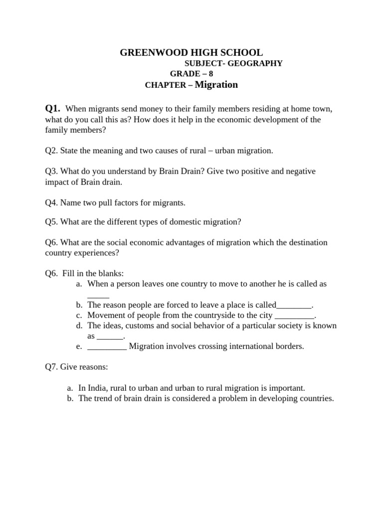 Migration Grade 8 | PDF