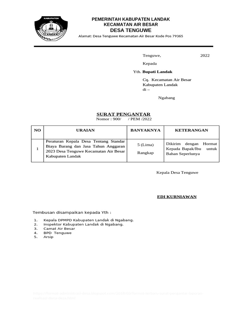 Format Baru Surat Pengantar | PDF