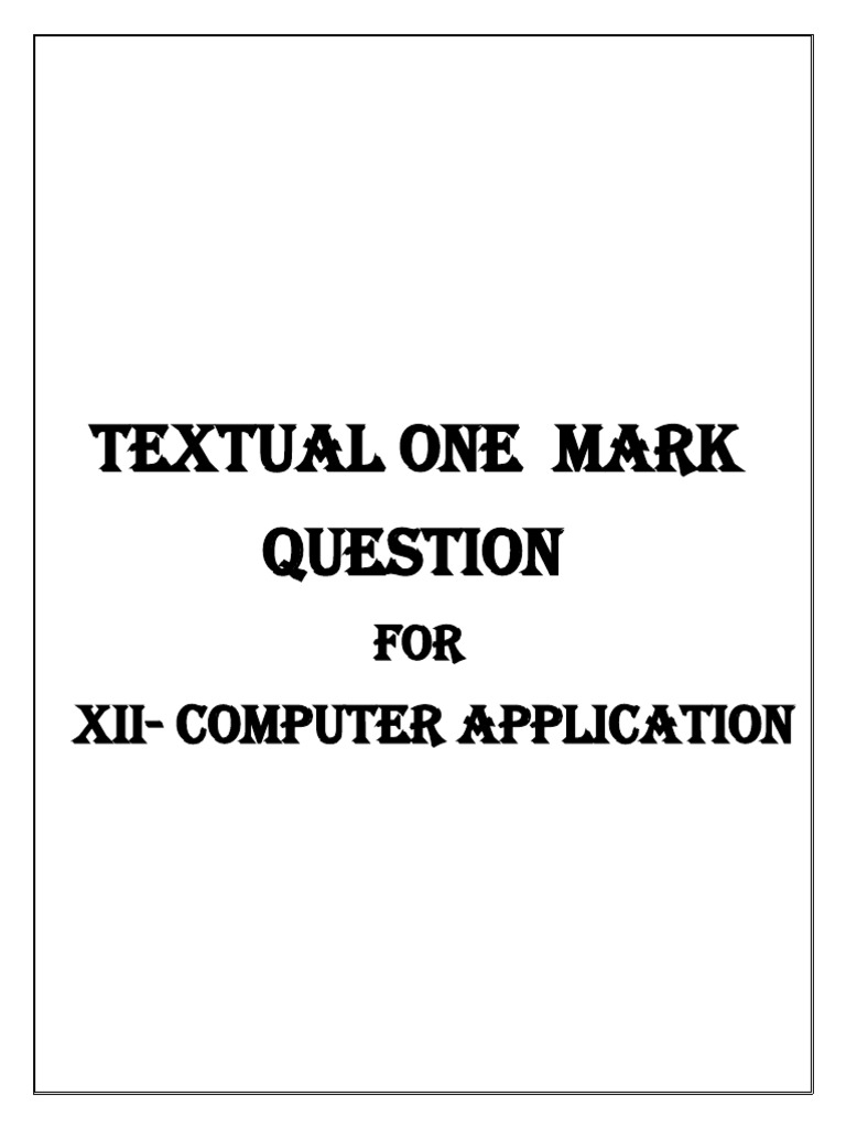 12th Computer Applications 1 Mark Question Paper | PDF