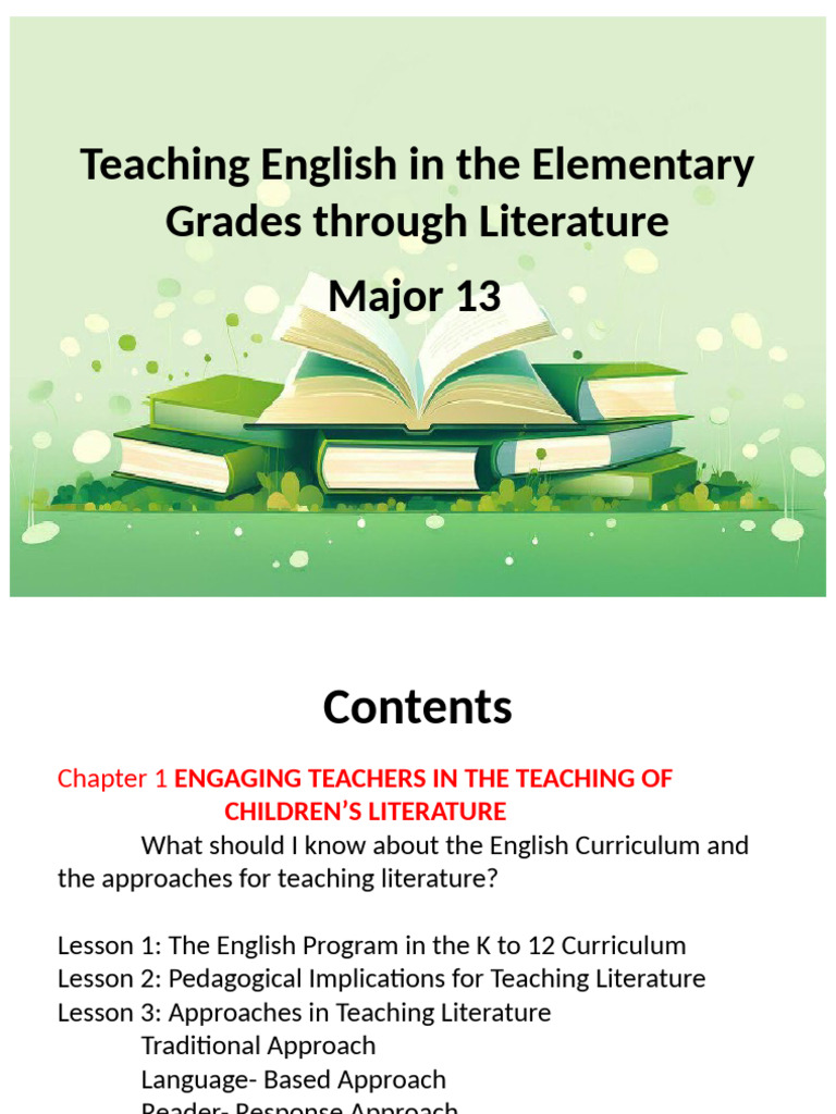 Teaching English Through Literature in K-12 | PDF | Reading ...
