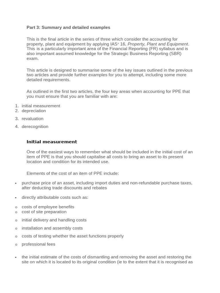 Part 3 Summary and Detailed Examples (Non Current Assets) | PDF ...