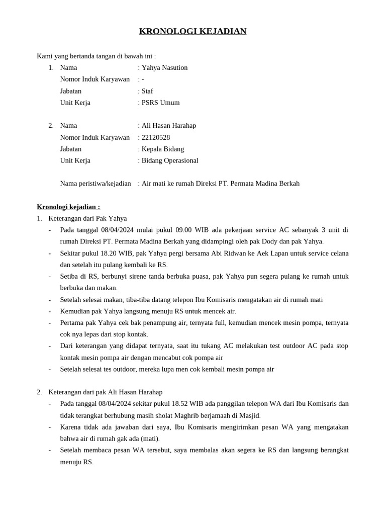 Format Kronologi Kejadian | PDF