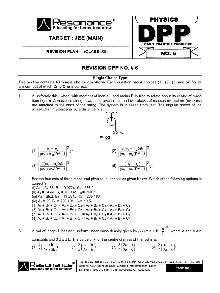 Physics Revision DPP-6 | PDF