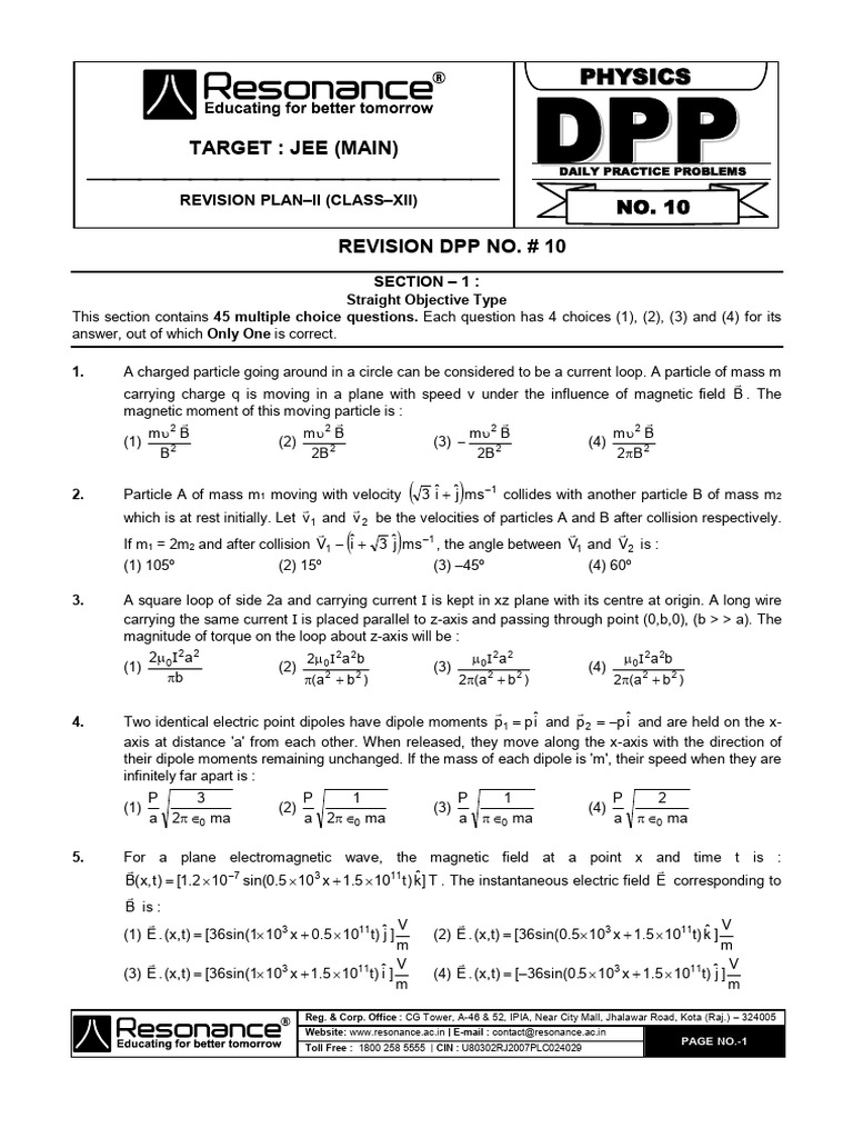 Physics Revision DPP-10 | PDF