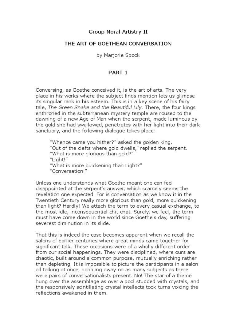 The Art of Goethean Conversation | PDF | Rudolf Steiner | Psychological ...