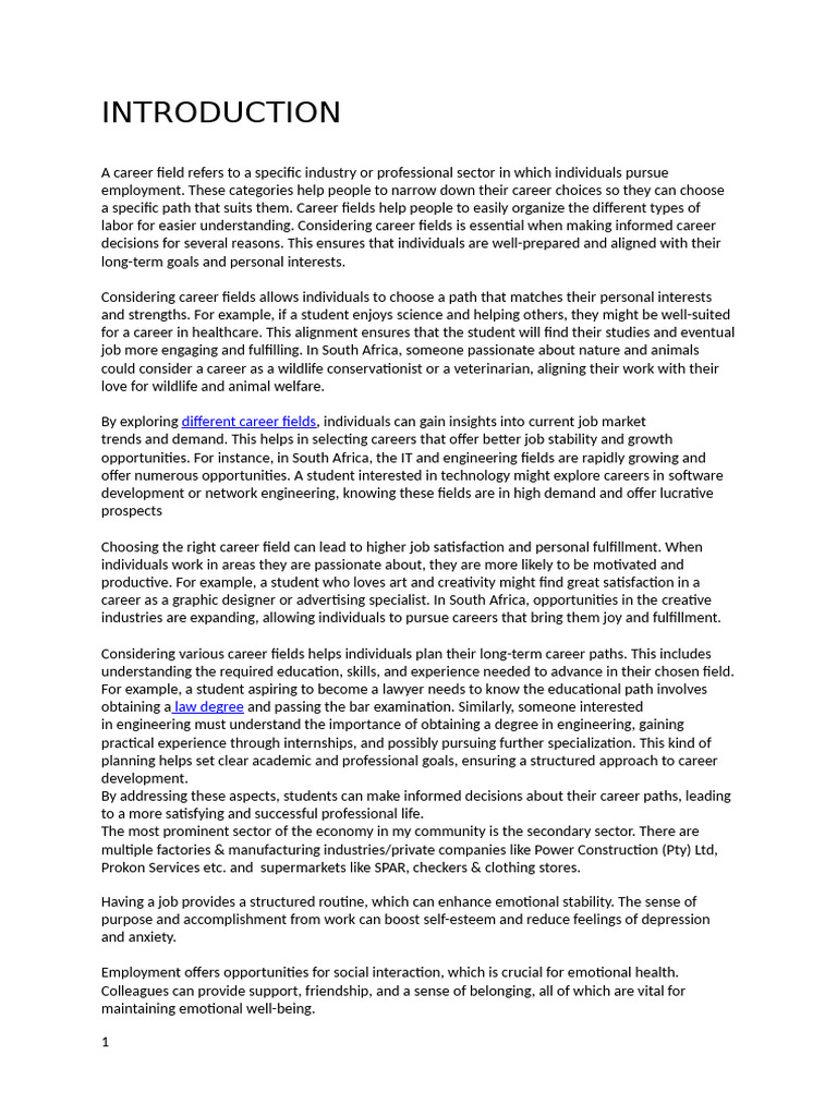 Different Career Fields | PDF