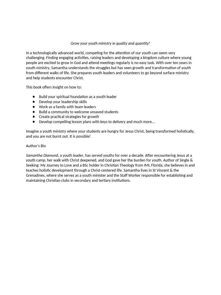 Youth Ministry 101 - Back Cover | PDF